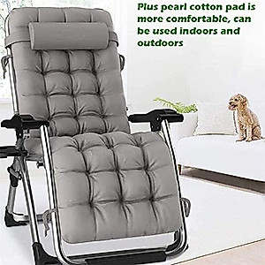 CZYSHP Cushion Oversized Patio Chairs Reclining for Heavy People Sun Lounger Zero Gravity Chair for Outdoor Camping Travel Portable Chairs with Cotton Pad/Gray1