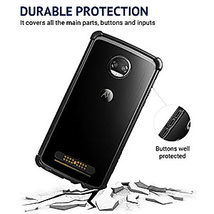 CaseWe - Motorola Moto Z2 Force Protective Bumper Case Cover/Compatible With Moto Mods - All Matte Black