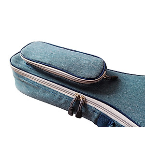 MUSIC FIRST Original Design 0.6" (15mm) Thick Padded Vintage Style Jeans Cloth/Denim Baritone Ukulele Case, Ukulele Bag (30"~31")