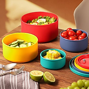 Silicone Food Containers with Lids，Set of 4 Airtight Food Storage Containers for Lunch，Meal Prep&Storage，Premium BPA-FREE Silicone Lunch Containers Lunch Box，Leak Proof，Microwavable and Freezer Safe