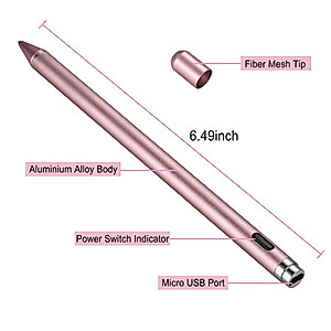 Stylus Pens for Touch Screens,Active Stylus Compatible for Apple iPad,Rechargeable 1.5mm Fine Point Smart Pencil Digital Compatible iPad and Most Tablet,for Drawing and Handwriting (Pink)