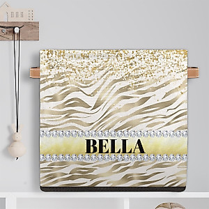 RIRIX Personalized Storage Bin, Custom Storage Baskets for Organizing with Handles, Foldable Storage Box for Closet Cloth Baskes Toy Gold Zebra Glitter