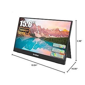 15.6" Portable Monitor FHD 1080P Travel Gaming Monitor HDR IPS Laptop Second Screen USB-C HDMI Magnetic Protective Cover & Dual Speakers, Computer External Display for PC Phone Xbox Switch PS4/5