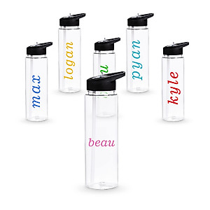 24 oz Clear Water Bottles with Straw, 6 Pack Bulk Reusable Sports Water Bottle with Handle, Wide Mouth & Portable for Travel Gym Cycling Hiking Camping, for Personalized DIY Teacher Nurse Gift