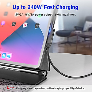 90 Degree USB C Adapter 240W, [5 Pack] 40Gbps 8K Video Right Angle USB 4 & Thunderblt 4 Extension Converter, USB-C Male to Female Extender for iPhone 15,MacBook,iPad Pro,ROG Ally,Steam Deck,Switch