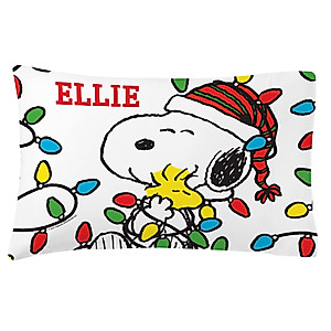 Let's Make Memories Personalized PEANUTS Lots of Lights Christmas Pillowcase - Plush