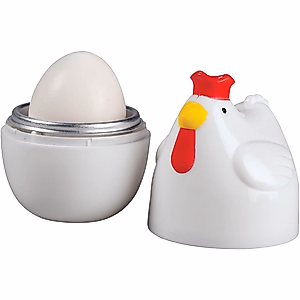 COOKWARE CREATIONS Chicken Shaped Microwave Egg Boiler for Perfectly Cooked Eggs in Minutes - egg boilers - egg boiler microwave - microwave egg boiler 1 egg - egg cooker, White