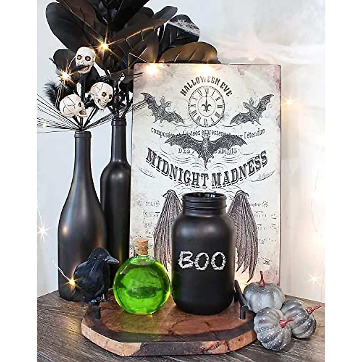 Darware Black Chalkboard Mason Jars (Quart Size, 2-Pack); Black-Coated Blackboard Surface Glass Jars for Arts and Crafts, Gifts, and Rustic Home Decor