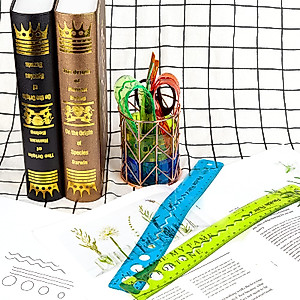 KINBOM 4Pcs 12 Inch Color Flexible Rulers,Soft Bendable Plastic Transparent Rulers,Shatterproof Clear Rulers,Safety Kids School Supplies,Suitable for School, House and Office