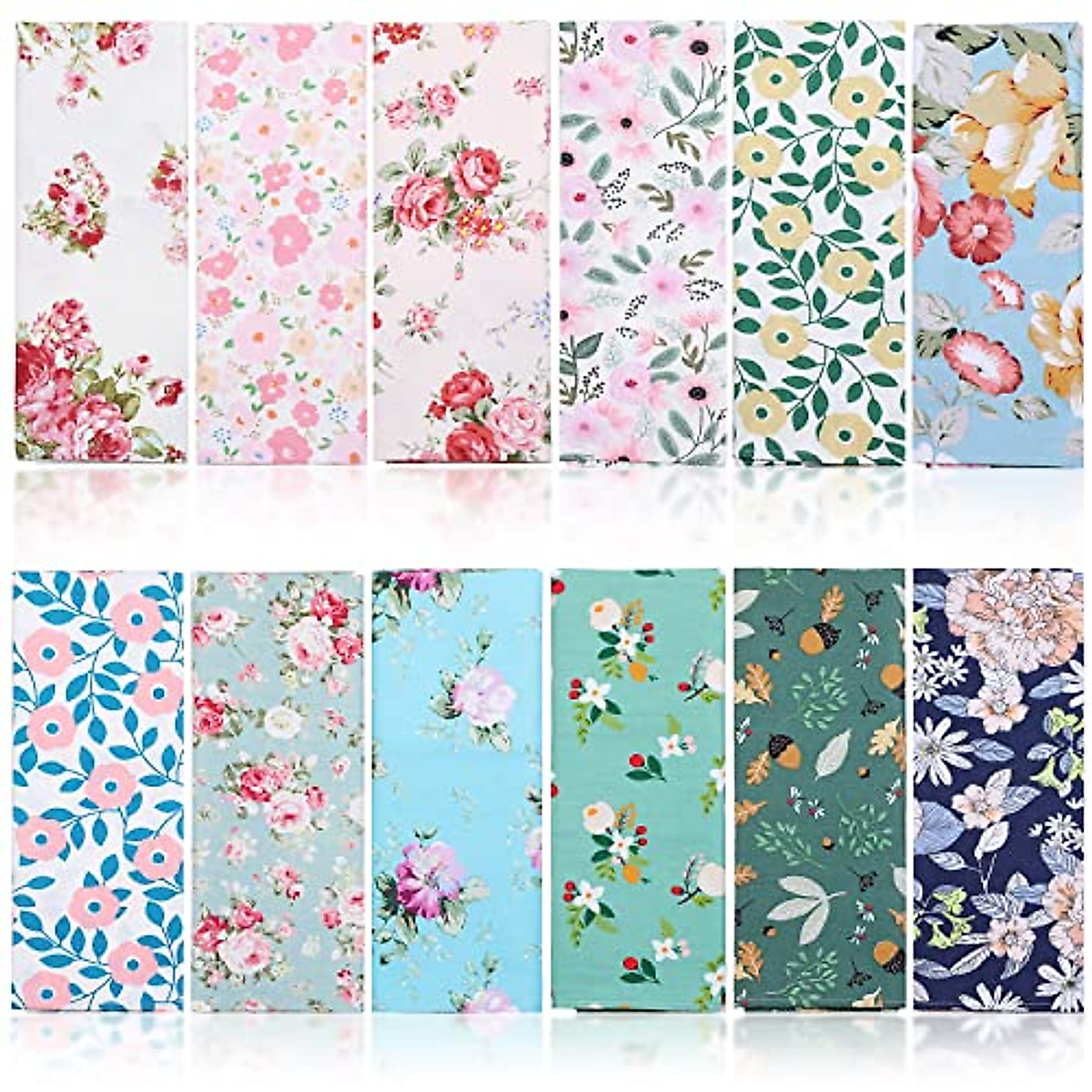 24 Pcs Dinner Napkins Kitchen Cotton Napkins Floral Print Table Napkins Cloth Washable for Family Dining Cocktail Parties Wedding Use Spring Fall Christmas Thanksgiving Party Dish Plates, 15 x 15 Inch