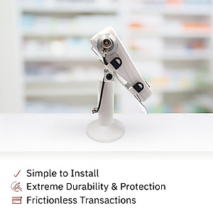 DCCStands First Data FD35/ FD40 7" Swivel and Tilt White Stand with Anti-Theft POS Device Terminal to Stand Security Tether Lock