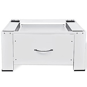 INLIFE Washer Dryer Stand with Drawer, Heavy Duty Washing Machine Pedestal with Storage Drawer Adjustable Height Base for Mini Air Conditioner Refrigerator Dryer 24.8"x21.3"x12.2"(WxDxH)