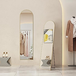 NEWBULIG 59"x16" Full Length Mirror, Floor Mirror Hanging or Leaning, Full Body Mirror with Stand,Wall Mounted Mirror,Gold-Arched