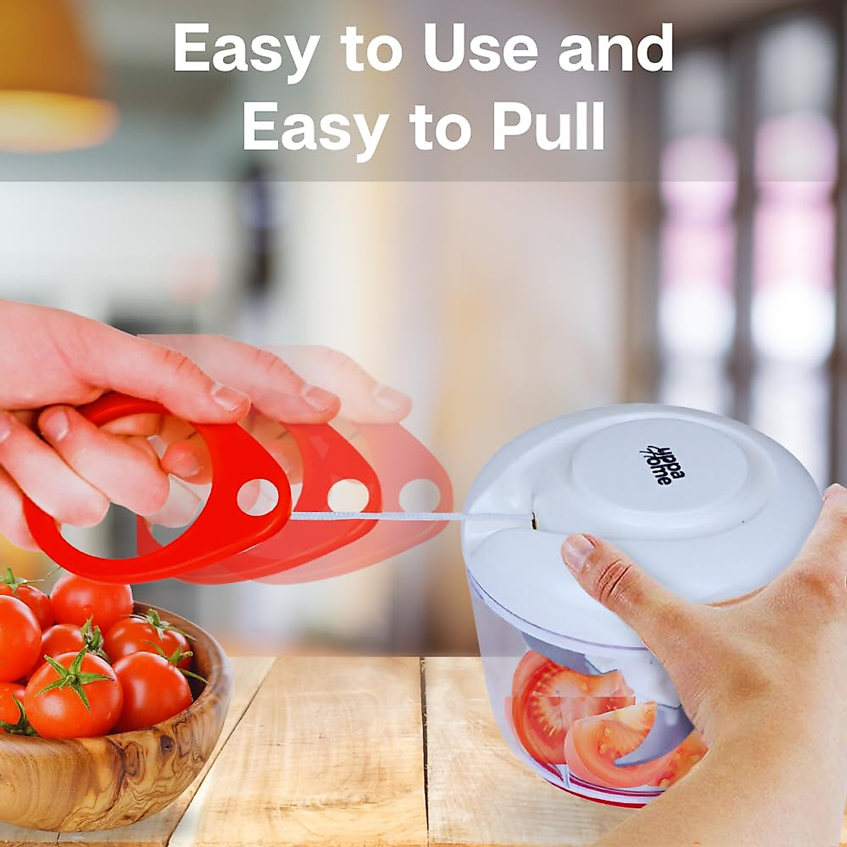 Easy String Pull Food Chopper | Manual Food Processor for Chopping, Dicing, and Mixing | Compact, Portable, and BPA-Free | Ideal for Vegetables, Nuts, Salsa, and Salad