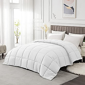 MATBEBY Queen Size Comforter Duvet Insert - All Season White Quilted Down Alternative Bedding Comforter with Corner Tabs - Winter Summer Fluffy Soft - Machine Washable