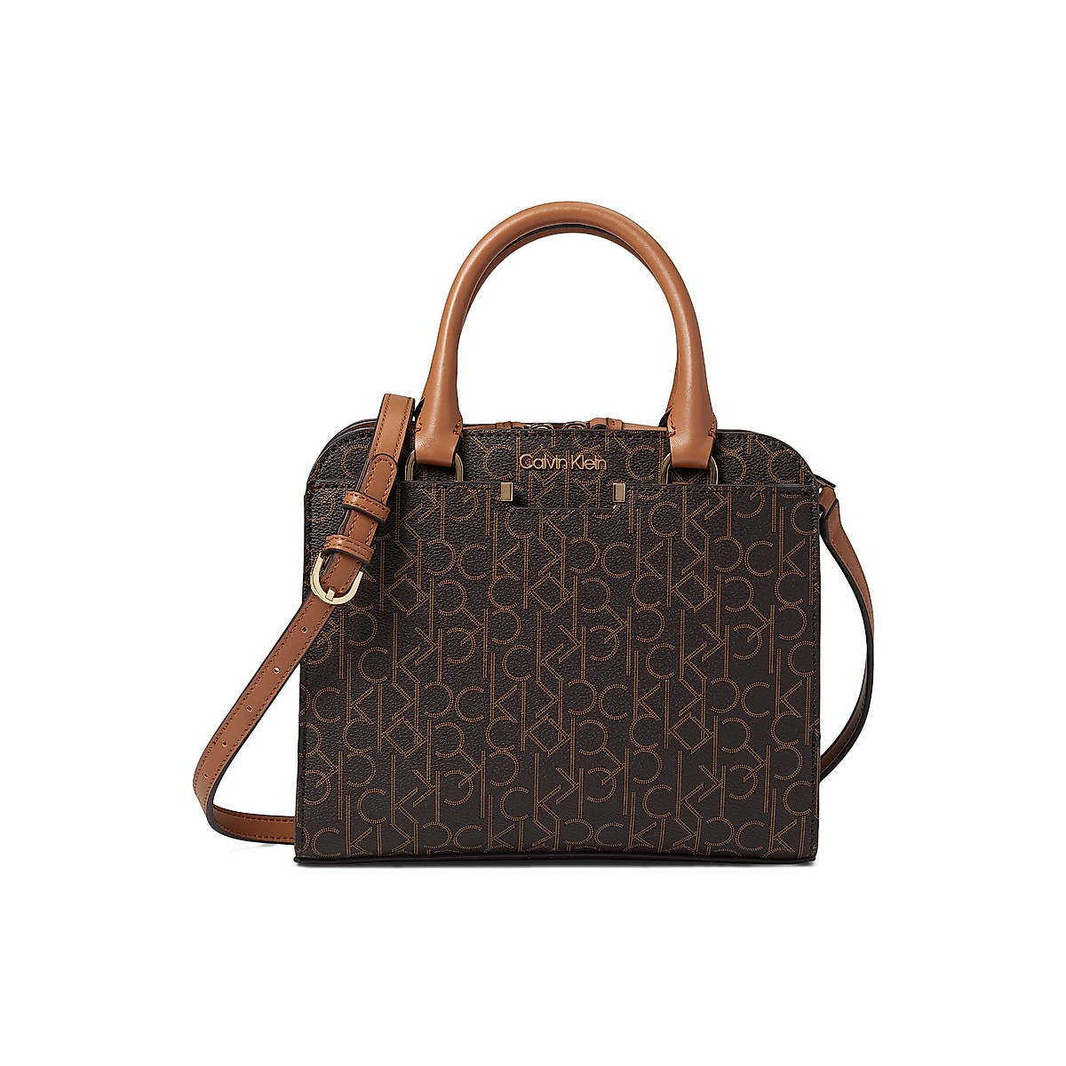 Calvin Klein Danica Satchel Brown/Khaki/Caramel One Size
