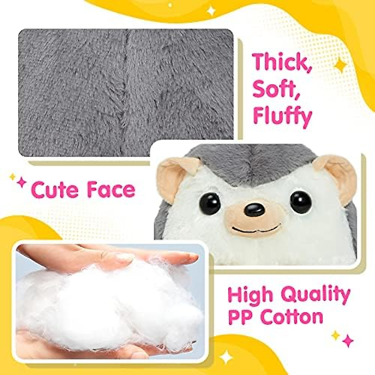 BSTAOFY 10'' Light up Hedgehog Stuffed Animal Glow Soft Plush Toy LED Nightlight Bedtime Gift for Toddlers Kids on Birthday Christmas Valentines Day