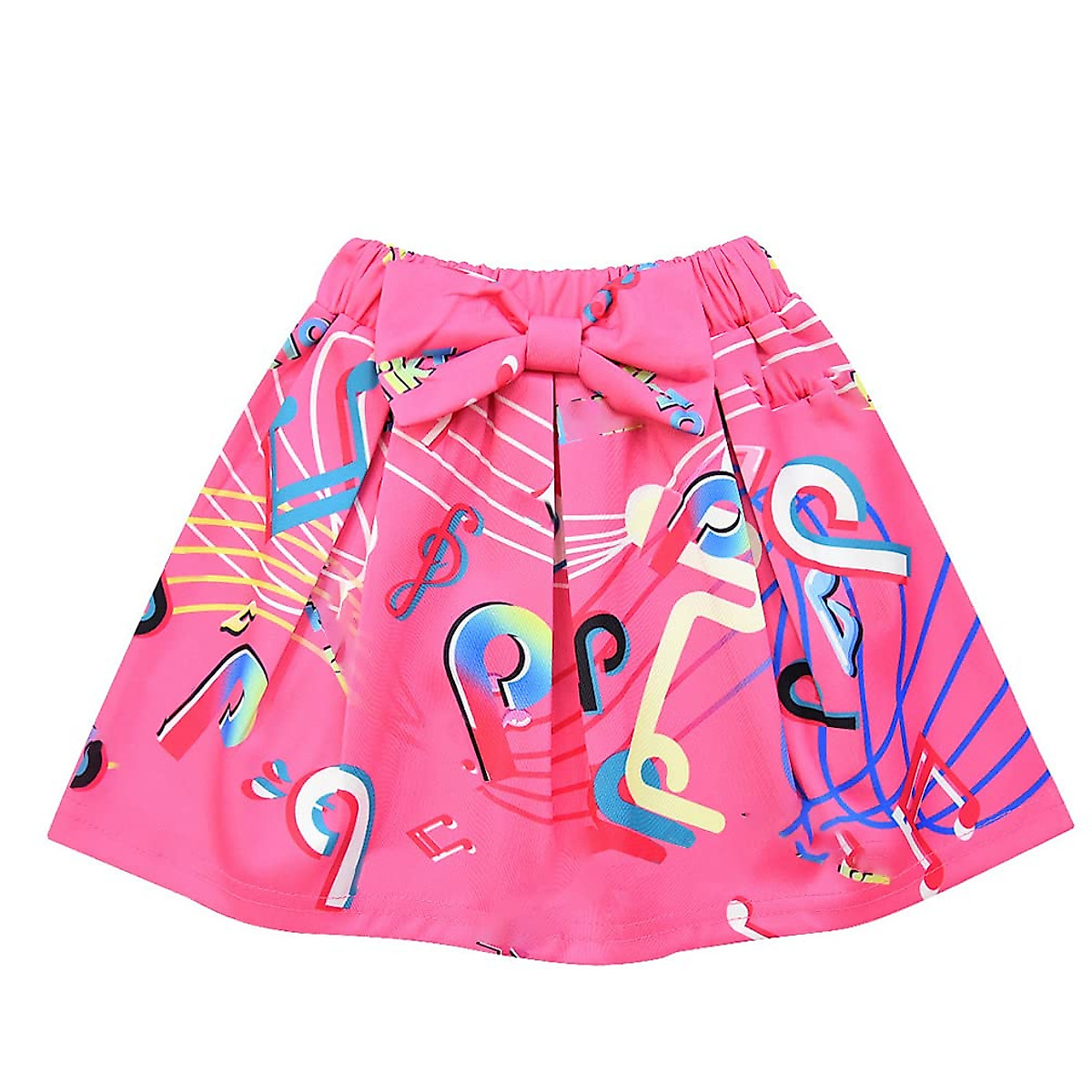 D.O.T 3pcs Tic Toc Girl Skirt Sets T Shirt Top + Bowknot Skirt with Bag Outfits (Rosy, 6-7Years)