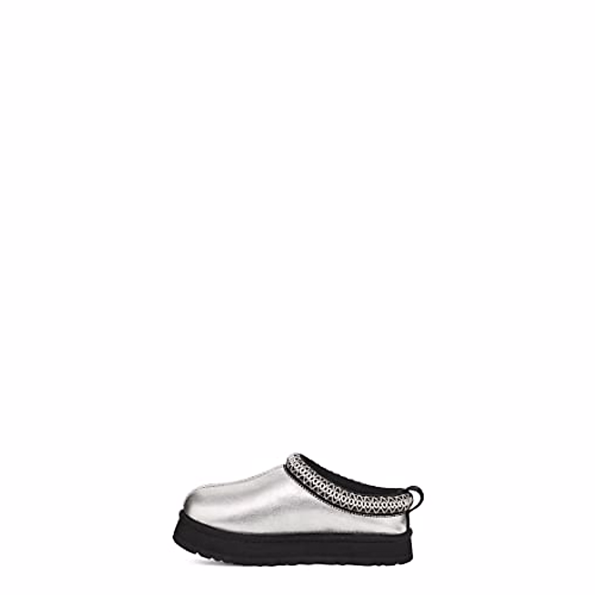 UGG Unisex-Child Tazz Leather Slipper, Silver Metallic, 2 Little Kid