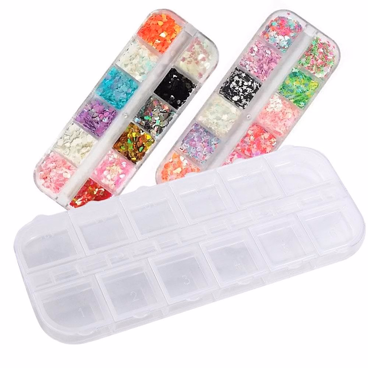 1PCS Nail Art Decorations Storage Box,12 grid Nail Art Storage Box Transparent Empty Case Earring Storage Box Rectangle Jewelry Organizer
