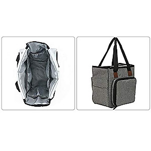gotor Knitting Bag, Yarn Storage Tote Bag, Crochet Storage Organizer for Carrying Cotton Yarns, Knitting Needles, Crochet Hooks and Other Accessories, Grey