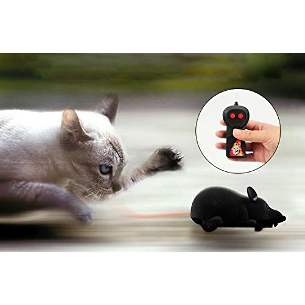 Giveme5 Wireless Remote Control Mock Fake Rat Mouse Mice RC Toy Prank Joke Scary Trick Bugs for Party and for Cat Puppy Funny Toy (Black)