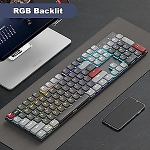Camiysn Wireless RGB Mechanical Keyboard Moon104 Triple Mode 2.4GHz/BT/USB-C Wired Office Keyboard for Computer/Desktop/PC/Laptop/Surface/Smart TV and Windows 10/8/7（Red Switches）