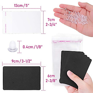 anezus Earring Cards, Earring Packaging Holder Cards Earring Display Cards with Earring Bags and Earring Backs for Necklace Jewelry Packaging Black