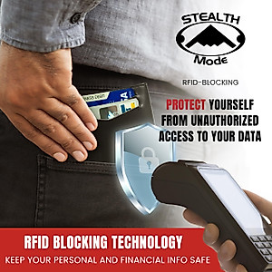 Stealth Mode Men's Slim Front Pocket Wallet - RFID Blocking, Thin Minimalist Bifold Design, Genuine Leather - ID Badge Window and 5 Sleeves for Money, Credit and Debit Cards, Driver's License - Black