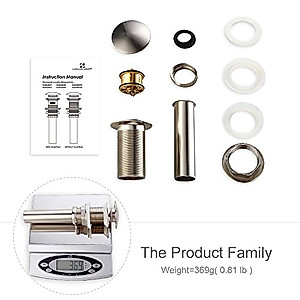 HOMELODY Vessel Sink Drain, 1 5/8" Bathroom Sink Drain with Removable Brass Strainer Basket, Anti-clogging Pop Up Drain Stopper Brushed Nickel without Overflow, HL8018ABN