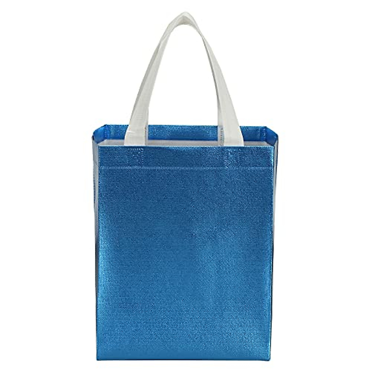 Tosnail 40 Pack 10 x 8 Inch Glossy Reusable Grocery Bags Shopping Tote Bag with Handle Present Bag Gift Bag for Weddings, Birthdays, Party, Event - Light Blue