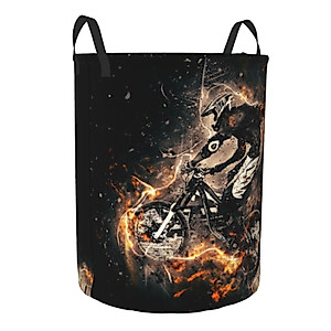 FOISIIAEA Extreme Sports Dirt Bike Laundry Basket Waterproof Oxford Cloth Organizer Basket Collapsible Clothes Hamper with Handle Toy Gift Bin Baskets