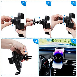 [2023 Upgraded] Wireless Car Charger, 15W Fast Charging Phone Mount for Car Vent, Auto-Clamping Car Phone Holder for iPhone 14/13/12/11/Xs/X/8 Samsung Galaxy S23/S22/S21/S20 & Note Series