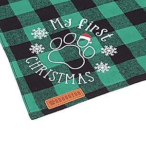 ADOGGYGO Christmas Dog Bandanas 2 Pack, Classic Plaid Xmas Pet Scarf, Premium Cotton Fabric, Multiple Sizes Offered, Dog First Christmas Bandanas for Medium Large Dogs Pets (Large, Style 1)