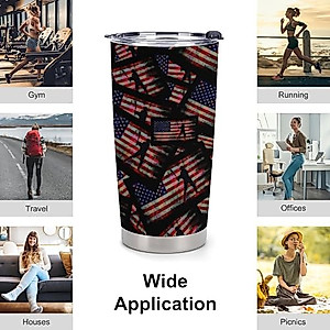 DULAHR Laser Texture American Flag Baseball Tumbler Insulated Stainless Steel Travel Tumbler Car Cup With Lid 20 OZ