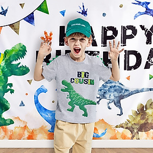 WAWSAM Dinosaur Big Cousin T-Shirt Birthday Boy Shirt for Toddler Boys of The Matching Family Short Sleeve Grey, 4-5T