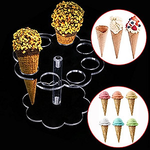 VORCOOL Acrylic Ice Cream Cone Holder Stand with 8 Holes (Transparent,16 x 12.6 x 10cm)