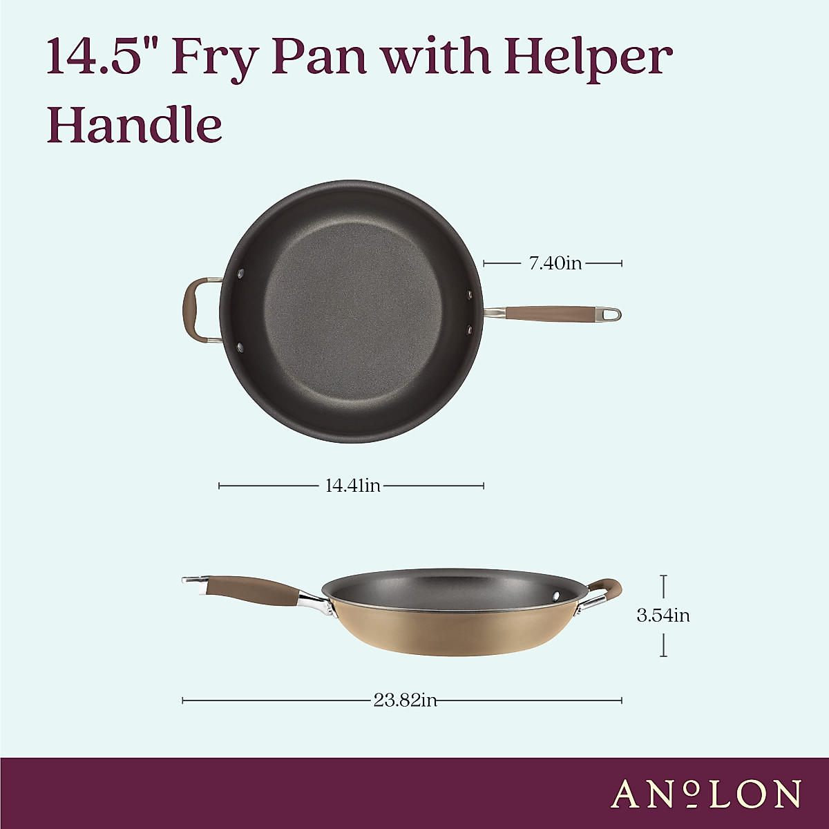 Anolon Advanced Home Hard Anodized Nonstick Frying Pan/Skillet with Helper Handle, 14.5 Inch - Bronze
