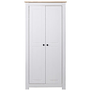 Bopdu Wood Closet Wardrobe, Bedroom Clothes Closet Storage Organizer with Hanging Rod, 31.5"x19.7"x67.5" for Hanging Clothes- White