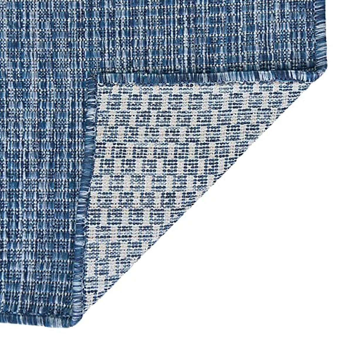 Unique Loom Collection Casual Transitional Solid Heathered Indoor/Outdoor Flatweave Area Rug, Rectangular 9' 0" x 12' 0", Blue/Navy Blue
