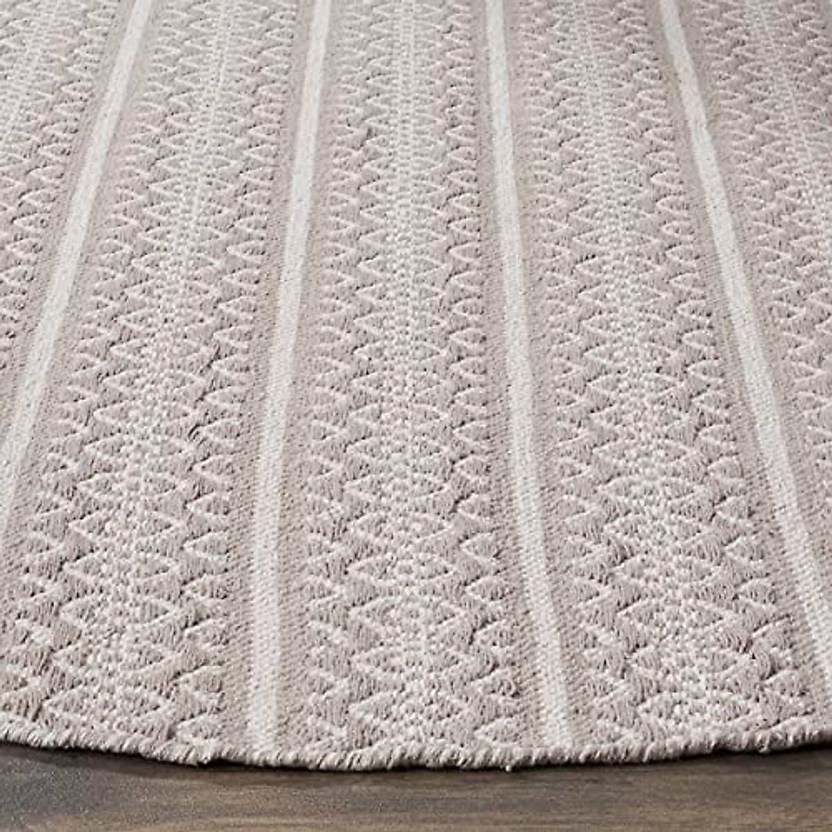 SAFAVIEH Montauk Collection 8' x 10' Ivory/Grey MTK341A Handmade Flatweave Boho Farmhouse Cotton Living Room Dining Bedroom Area Rug