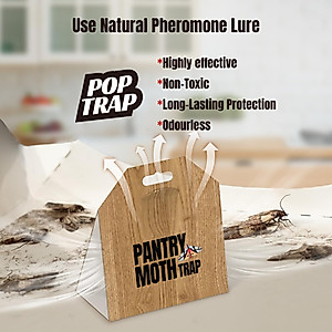 POPTRAP 10 Pack Pantry Moth Traps, Non-Toxic Glue Moth Trap for Food and Cupboard, Traps with Natrual Pheromones, Wood Grain Appearance for Pantry Moths