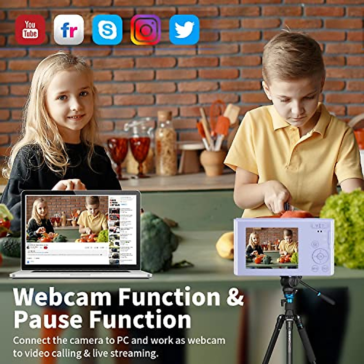 Digital Camera 4K 44MP with 32GB SD Card, 2.4 Inch Point and Shoot Camera with 16X Digital Zoom, Compact Mini Camera Kids Camera for Teens Boys Girls Adults Students Seniors(DC6-X3 Purple1)