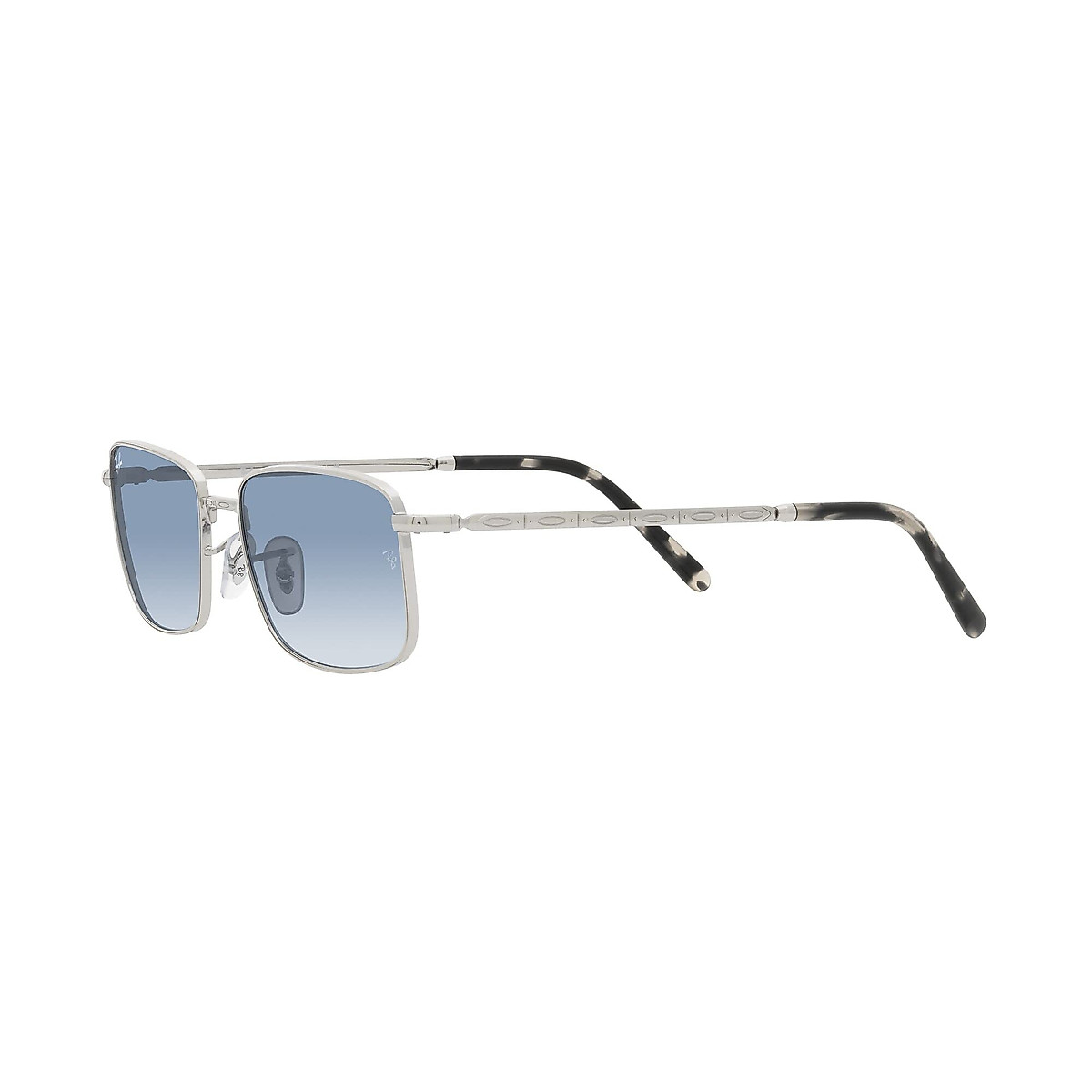 Ray-Ban RB3717 Rectangular Sunglasses, Silver/Clear Gradient Blue, 57 mm