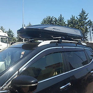 Perflex Bosphorus Rooftop Cargo Box Carrier Large 17 Cubic Feet Car Top Mount Travel Luggage Storage, Dual Side Opening, 130 Lbs Weight Capacity, Extra Keys, Straps (Black)