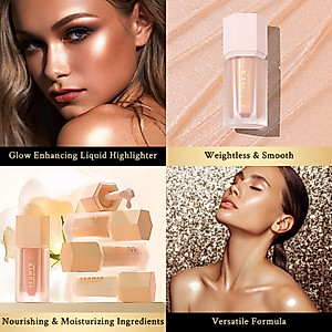 KIMUSE Soft Natural Glow Liquid Filter, Weightless, Long-Wearing, Smudge Proof, Natural-Looking, Dewy Finish, Glow Liquid Illuminator Makeup