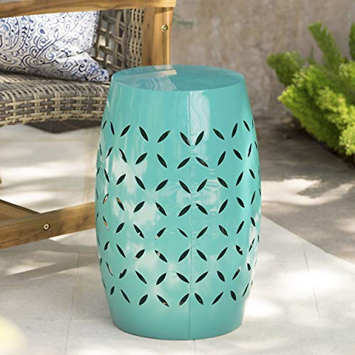 Christopher Knight Home Lilac Outdoor 12" Iron Side Table, Teal