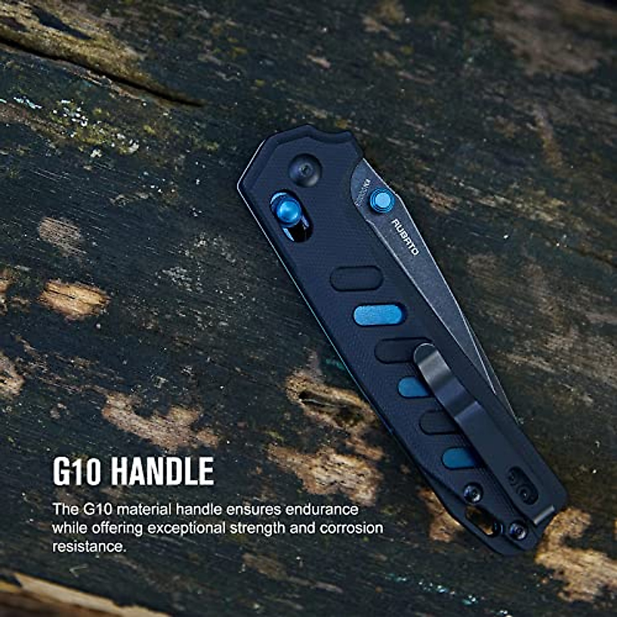 OKNIFE Rubato Pocket Knife, Tanto Style EDC Folding Knife with 154CM Stainless Blade and G10 Handle for Camping Indoor and Outdoor Activities (Black)