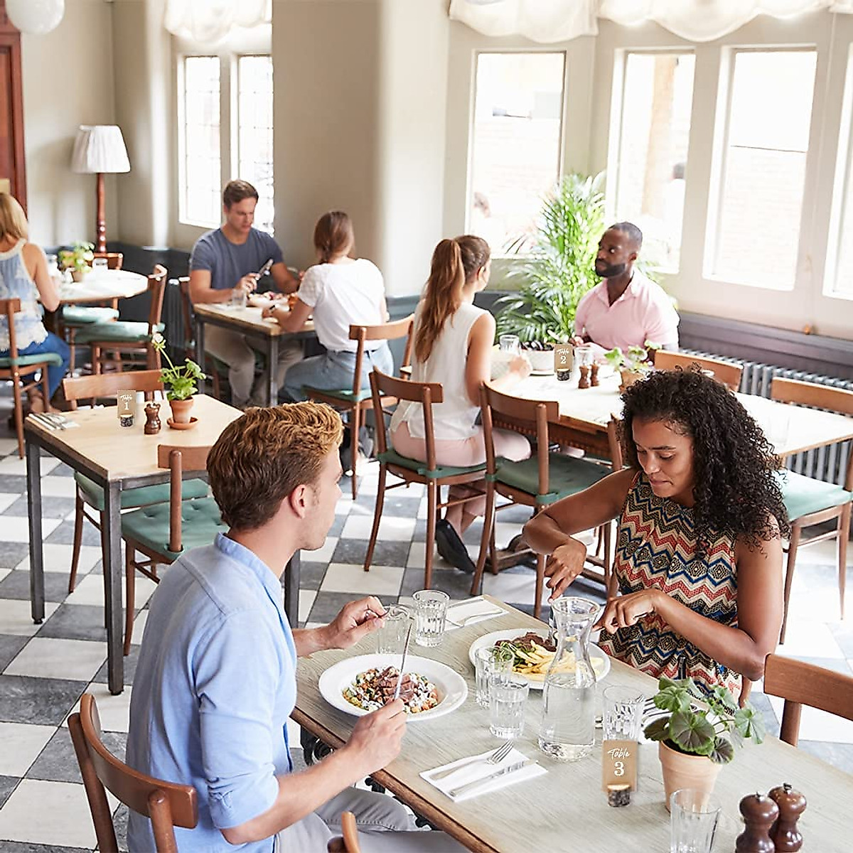 Mandala Crafts Wood Place Card Holders for Table - Wooden Card Holder for Wedding Gift Table Photos Name Tags - 20 Rustic Wood Table Number Holders 30 Cards