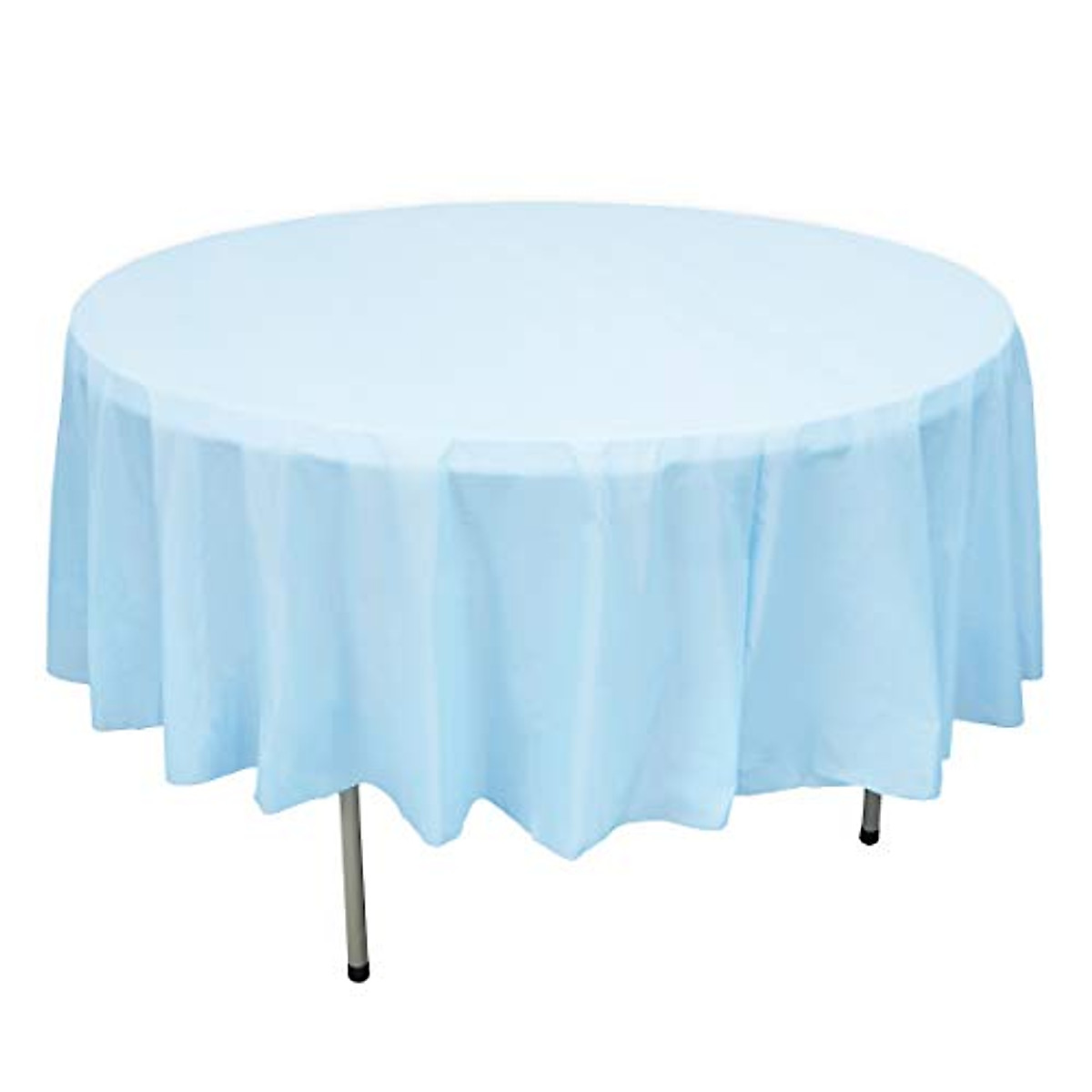 Round Plastic Party Tablecloth for up to 72-Inch Table (Blue, 84-Inch, 12-Pack)